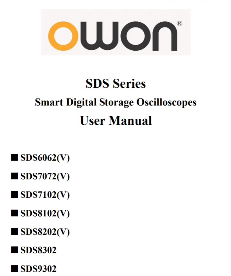 SDS Series Smart Digital Storage Oscilloscopes User Manual | owon by ...